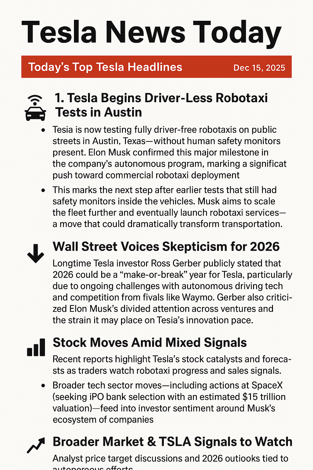 Tesla Begins Driver-Less Robotaxi Tests in Austin