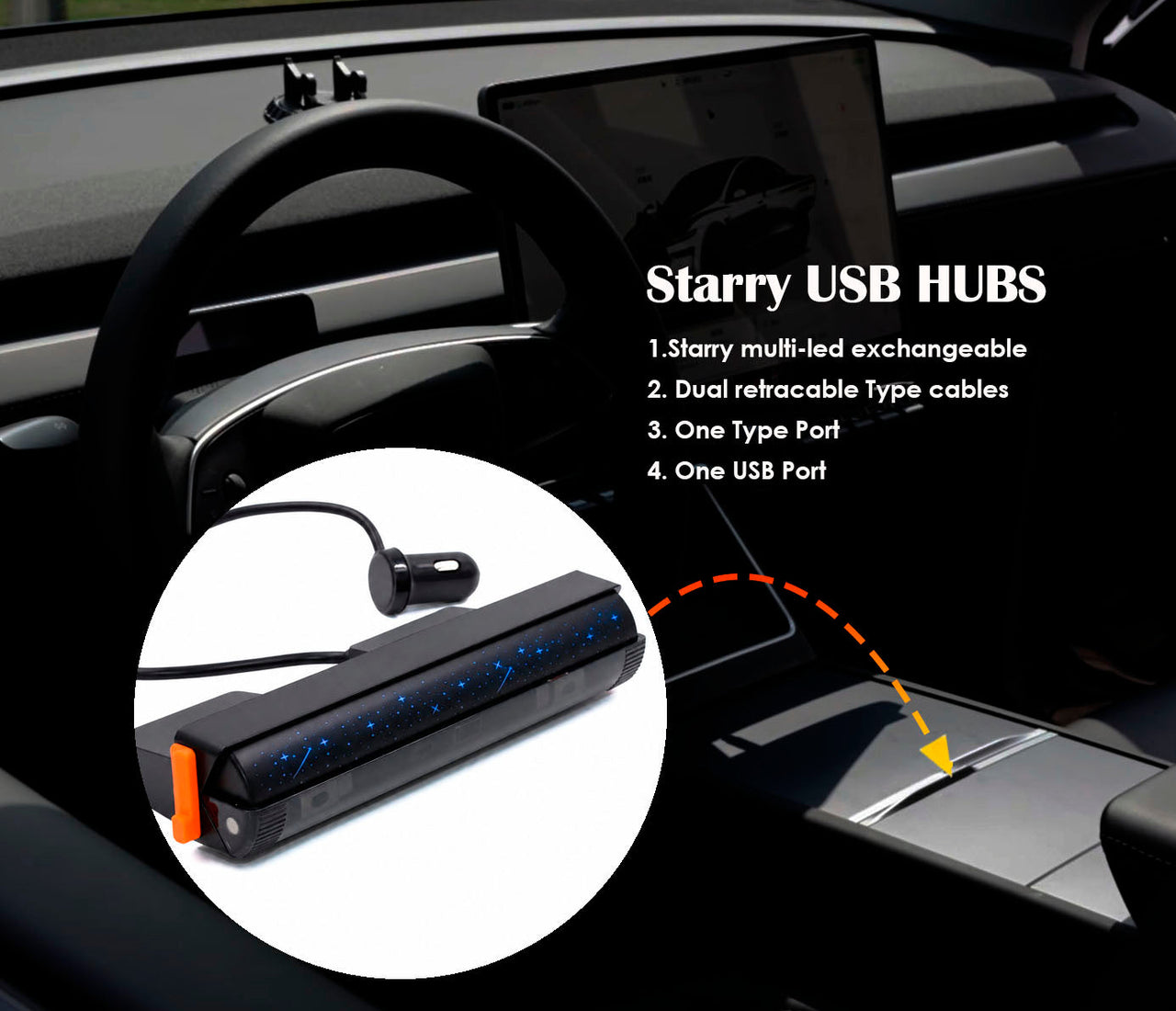 Transform Your Tesla Interior with the NEW SATONIC Starry LED USB Hub